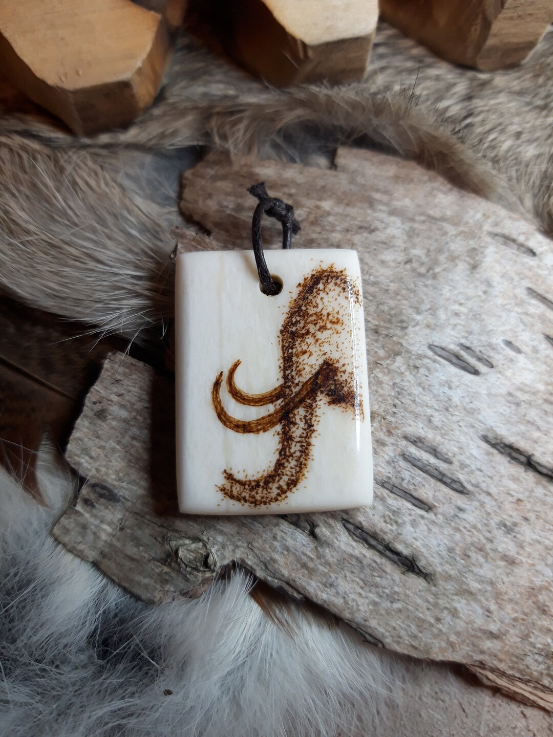 Woolly Mammoth Cattle Bone Pyrography Stone Age Cave - Etsy