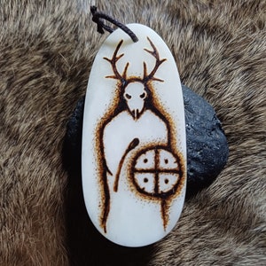 Ancient Shaman Amulet, Bone Pyrography, Nordic Stone Bronze Age Art ...