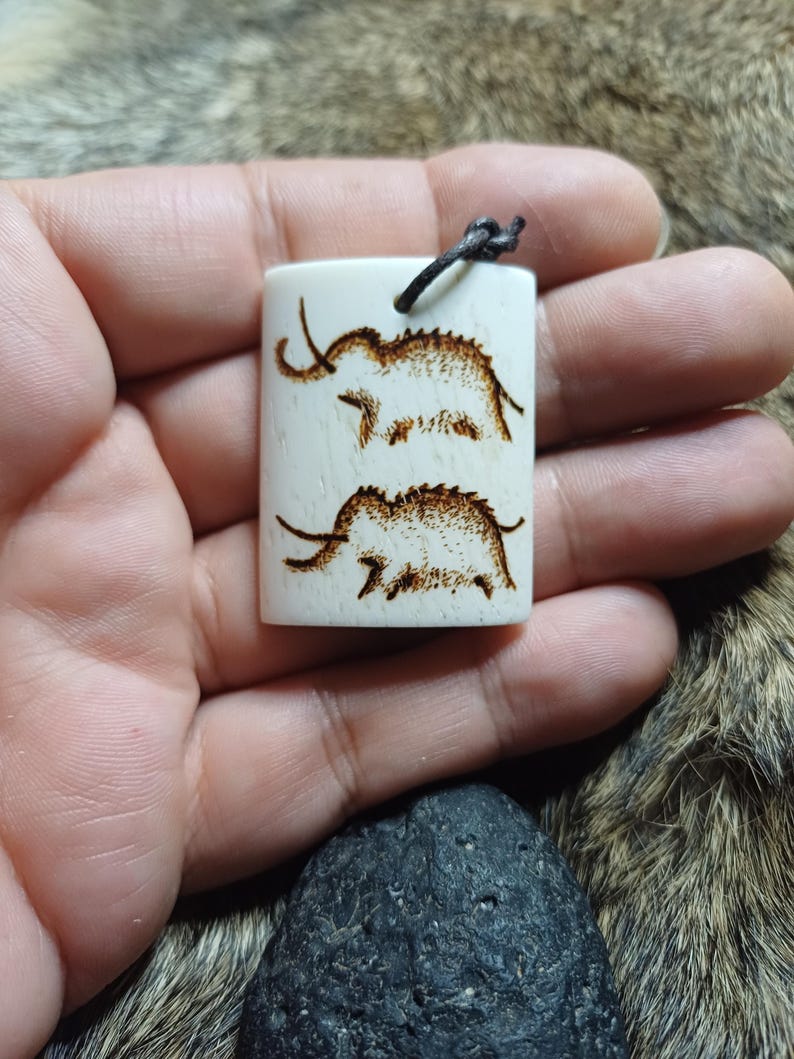 Mammoth Talisman, Bone Pyrography, Woolly Mammoths Stone Age ...