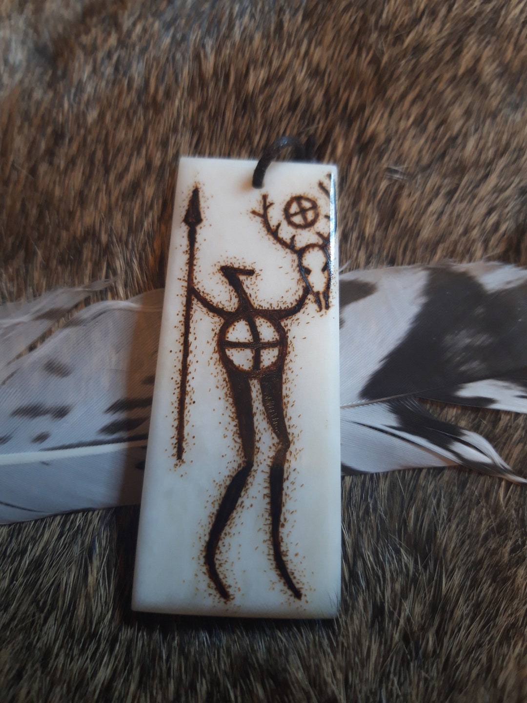 Sun Cultist Talisman, Cattle Bone Pyrography, Nordic Bronze Age ...