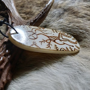 Dancing Shaman Amulet, Bone Pyrography, Horned God Cernunnos Stone ...