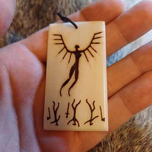 Freyja Chooing the Slain, Bone Pyrography Amulet Talisman Necklace ...
