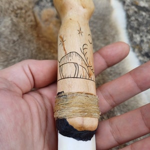 Bone and Birch Athame, Pine Glue Deer Sinew Handcarved Engraved Ritual ...