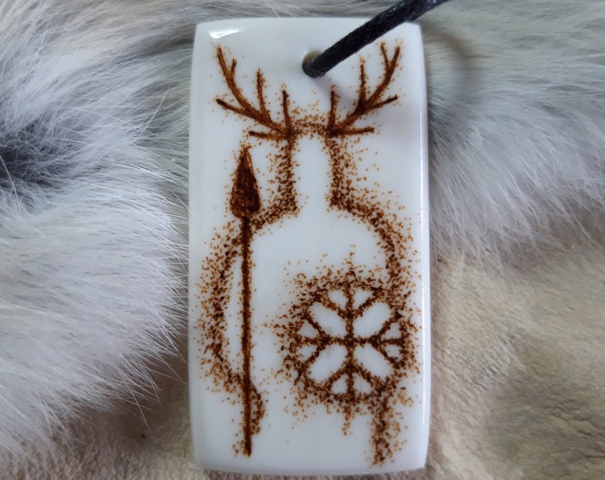 Guardian Spirit Amulet, Bone Pyrography, Primitive Tribal Celtic Norse ...