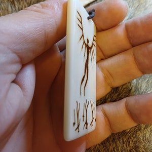 Freyja Chooing the Slain, Bone Pyrography Amulet Talisman Necklace ...