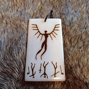 Freyja Chooing the Slain, Bone Pyrography Amulet Talisman Necklace ...