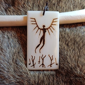 Freyja Chooing the Slain, Bone Pyrography Amulet Talisman Necklace ...