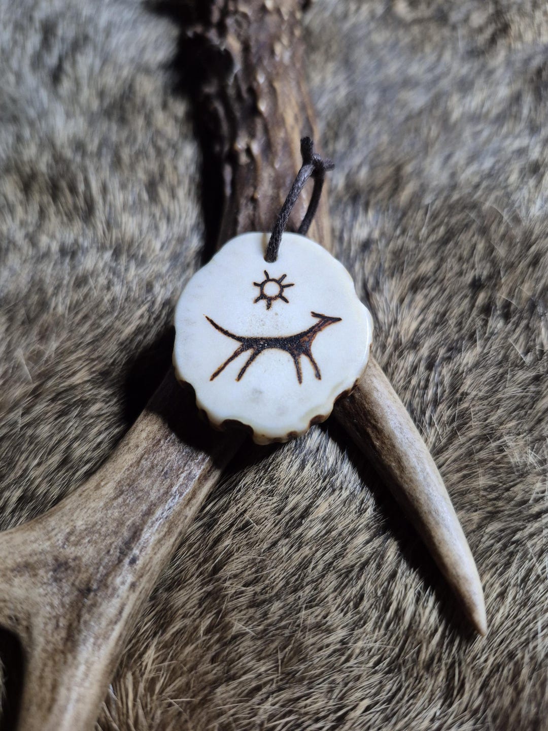 Hound Talisman, Moose Antler Pyrography, Dog Wolf Doggo Doggy ...