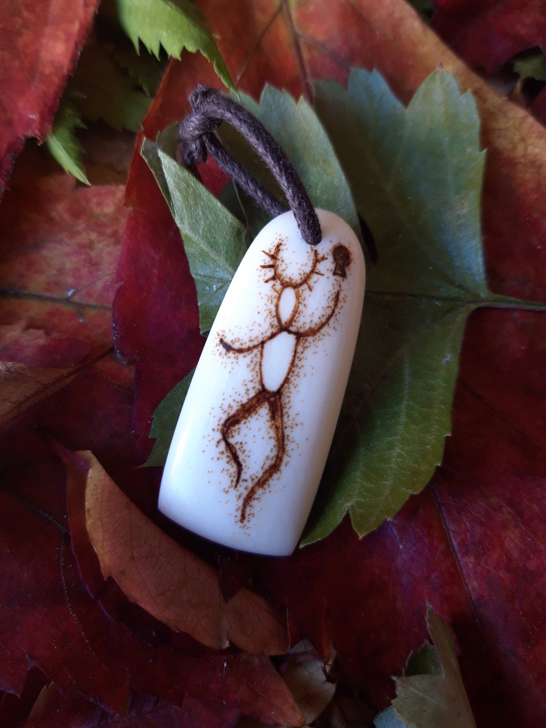 Dancing Horned God Talisman, Bone Pyrography, Shaman Cernunnos Ritual ...