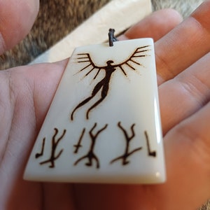 Freyja Chooing the Slain, Bone Pyrography Amulet Talisman Necklace ...