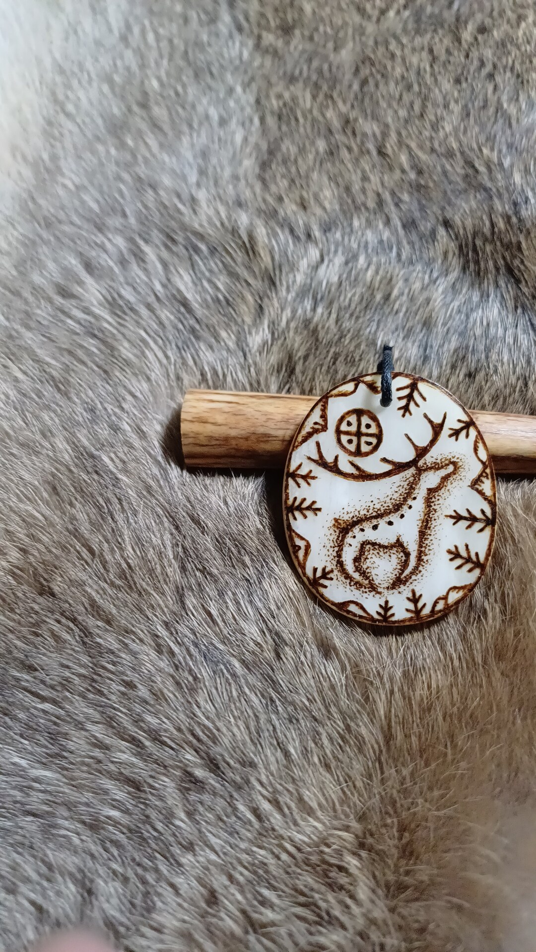 Stag Talisman, Bone Pyrography, Shamanic Necklace Deer Spirit Familiar ...