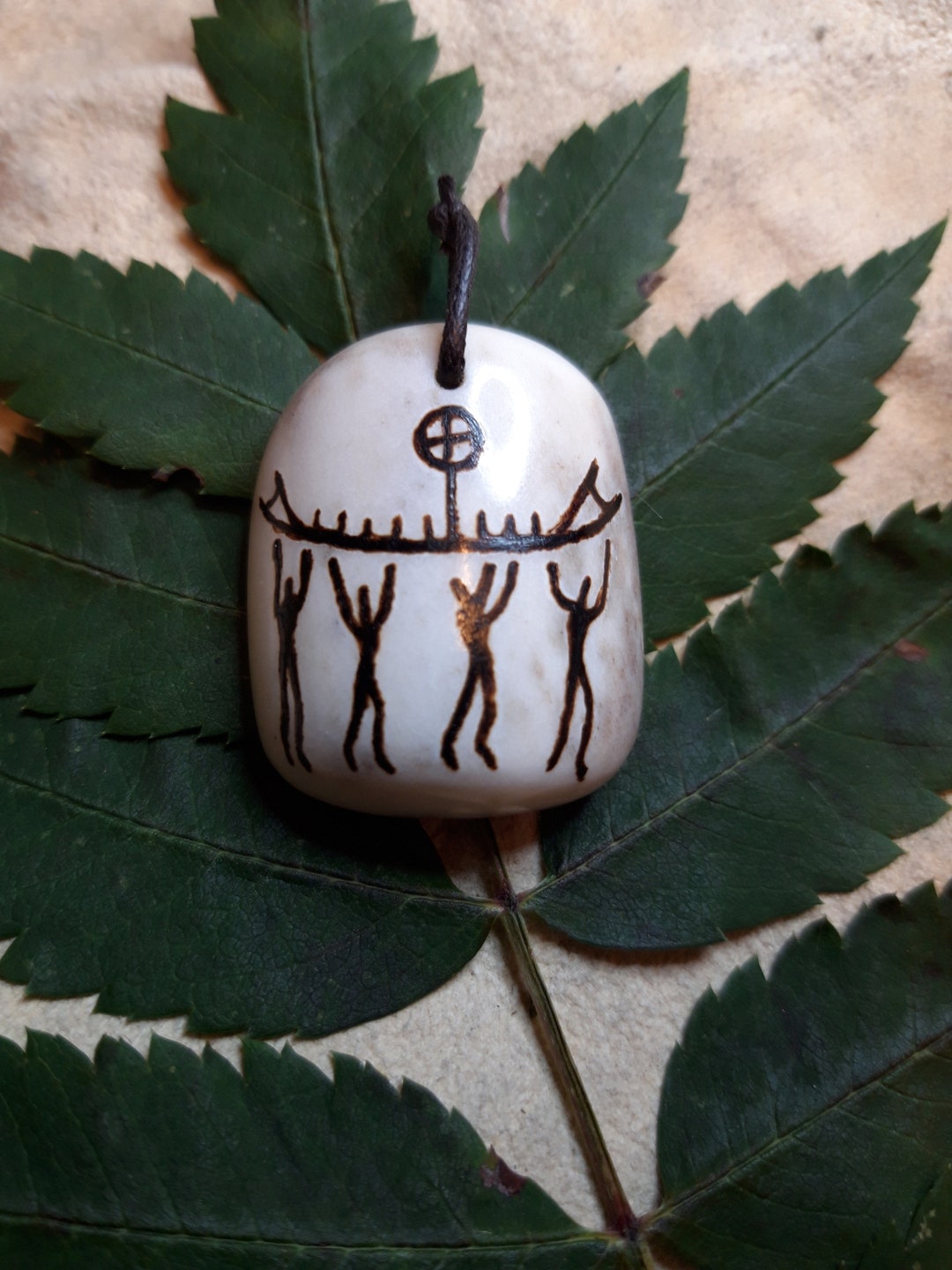 Sun Boat Talisman, Reindeer Antler Pyrography, Nordic Bronze Age ...