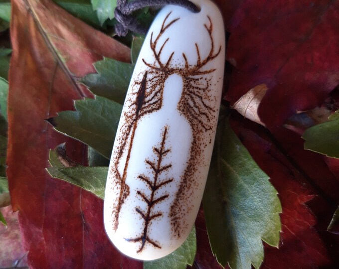 Forest Goddess Amulet, Bone Pyrography, Paleo Stone Age Primitive ...