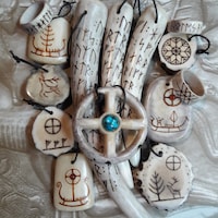 Ancient Shaman Amulet, Bone Pyrography, Nordic Stone Bronze Age Art ...