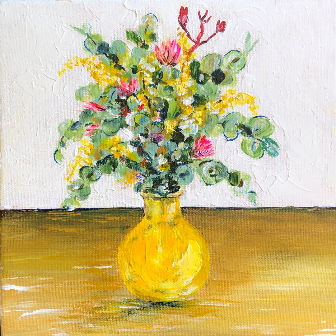 Original Acrylic Painting of Australian Native Flowers in a Vase ...