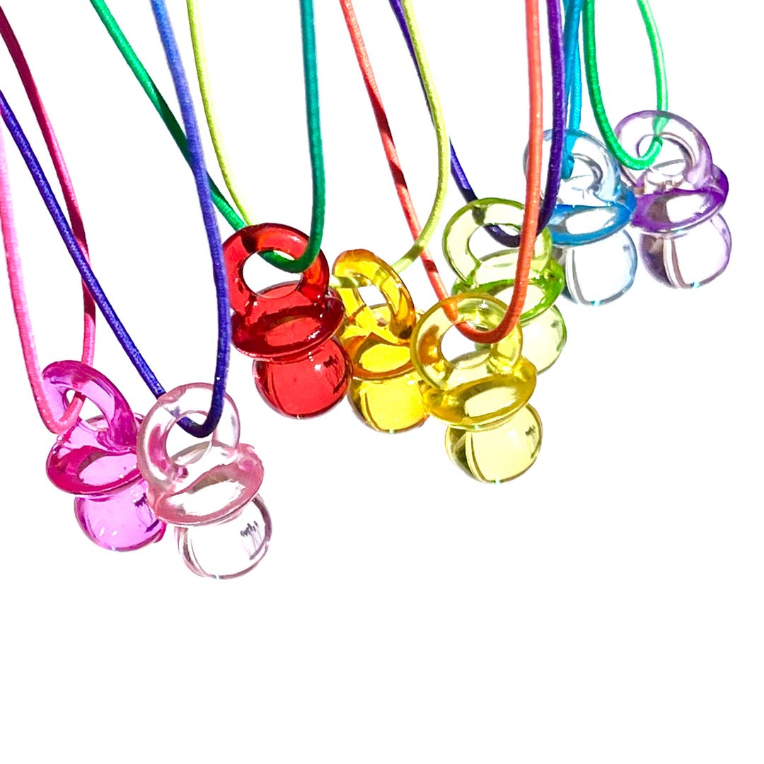 Pacifier Bracelets 80s 90s Nostalgia Jewelry Set Rainbow String Cord - Etsy