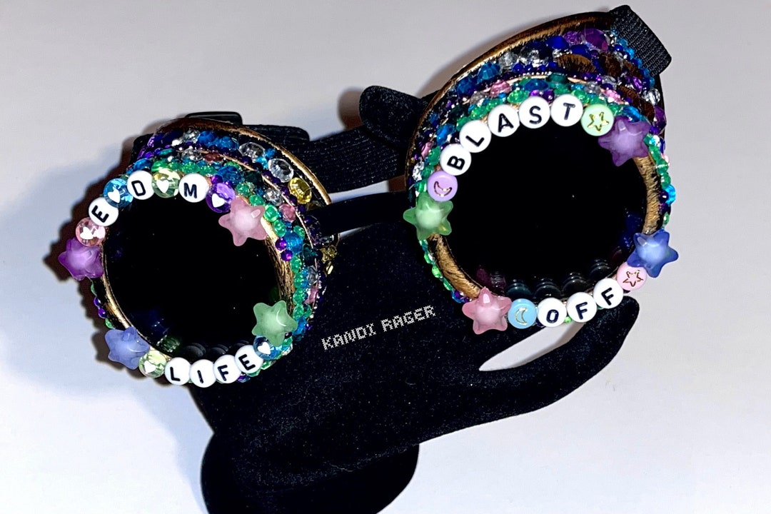 Rhinestone Rave Kandi Goggles EDC, EDM Festival Accessory, Bling ...