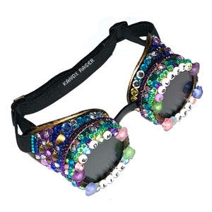 Rhinestone Rave Kandi Goggles EDC, EDM Festival Accessory, Bling ...