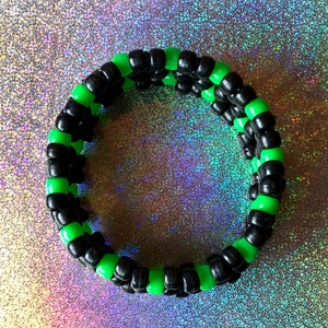 Alien Ooze Kandi Cuff Neon Green Black - Etsy