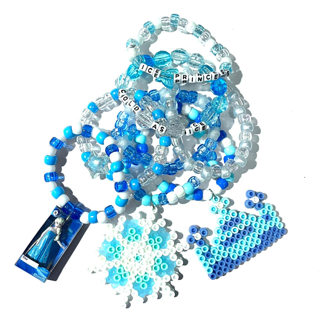 Cold as Ice Princess Kandi Bracelet Stack - Crown Snowflake Perlers ...