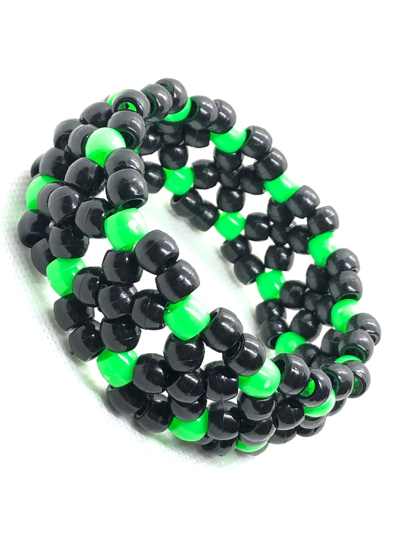 Alien Ooze Kandi Cuff Neon Green Black Pony Beaded | Etsy