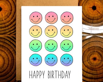 Smiley Face Birthday Card - Etsy