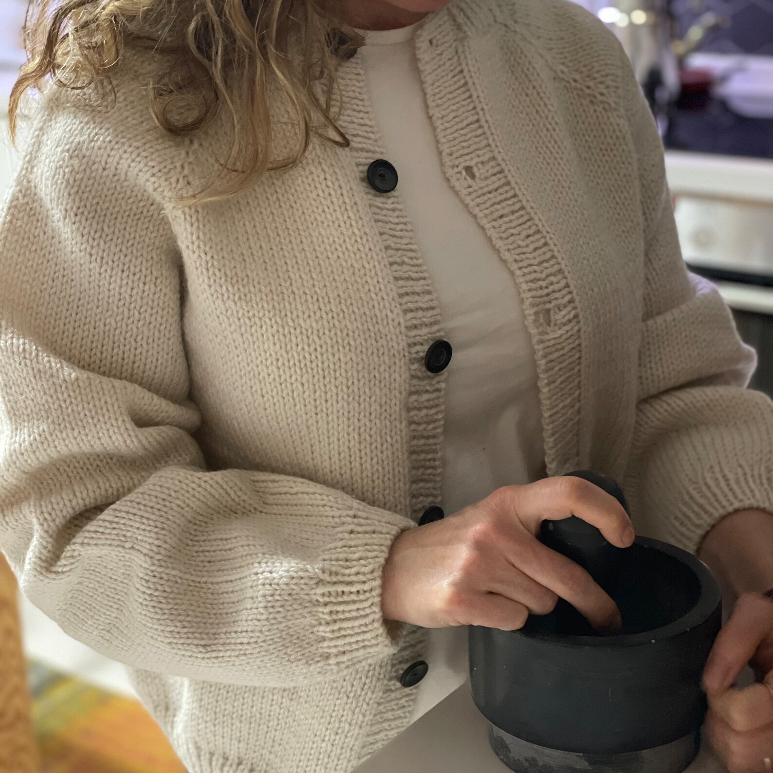 Handmade Beige Raglan Sleeve Bicycle Collar 6-button Sweater READY TO ...