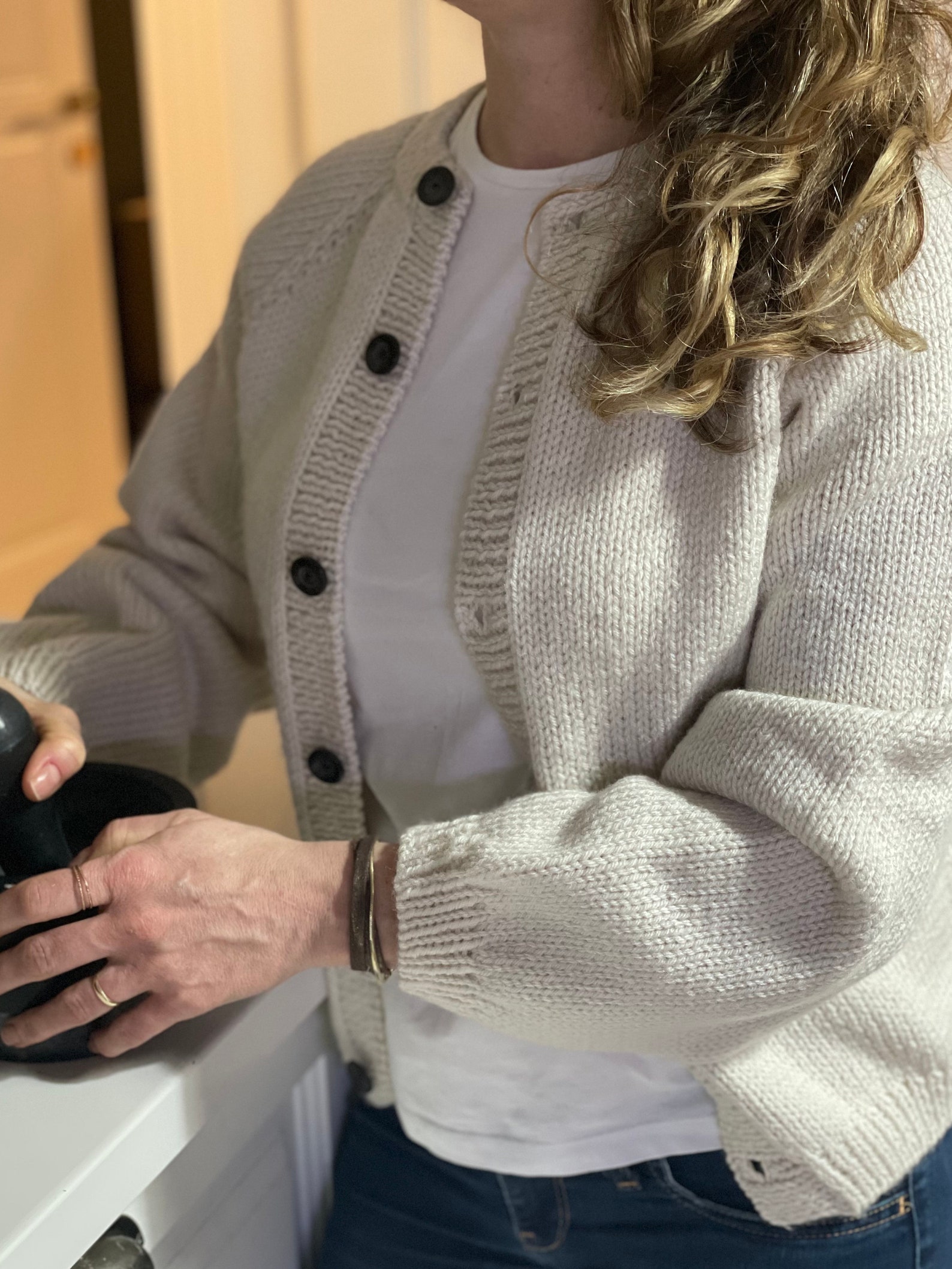 Handmade Beige Raglan Sleeve Bicycle Collar 6-button Sweater READY TO ...