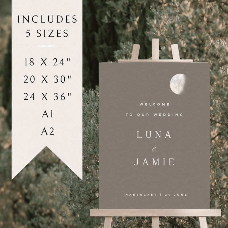 Wedding Welcome Sign, Editable Template Download, Celestial Wedding ...