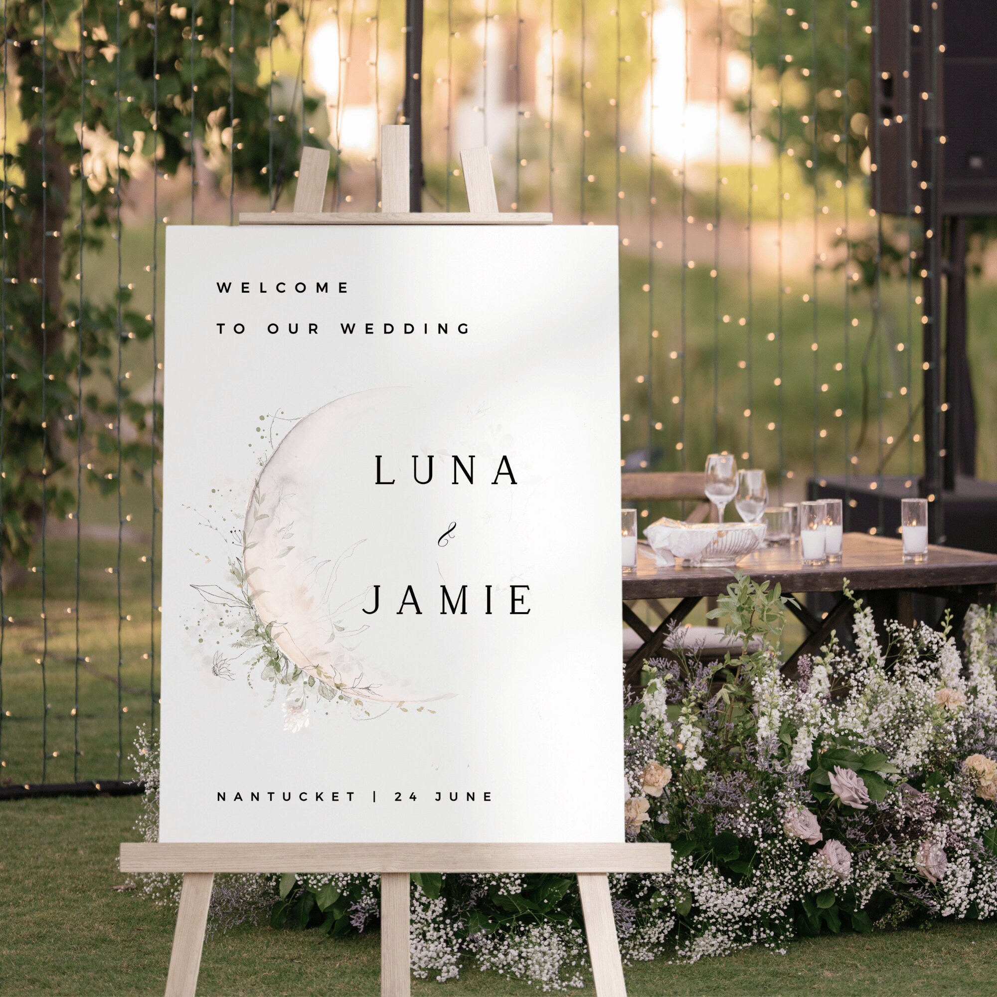 Wedding Welcome Sign, Editable Template Download, Celestial Moon Sign ...
