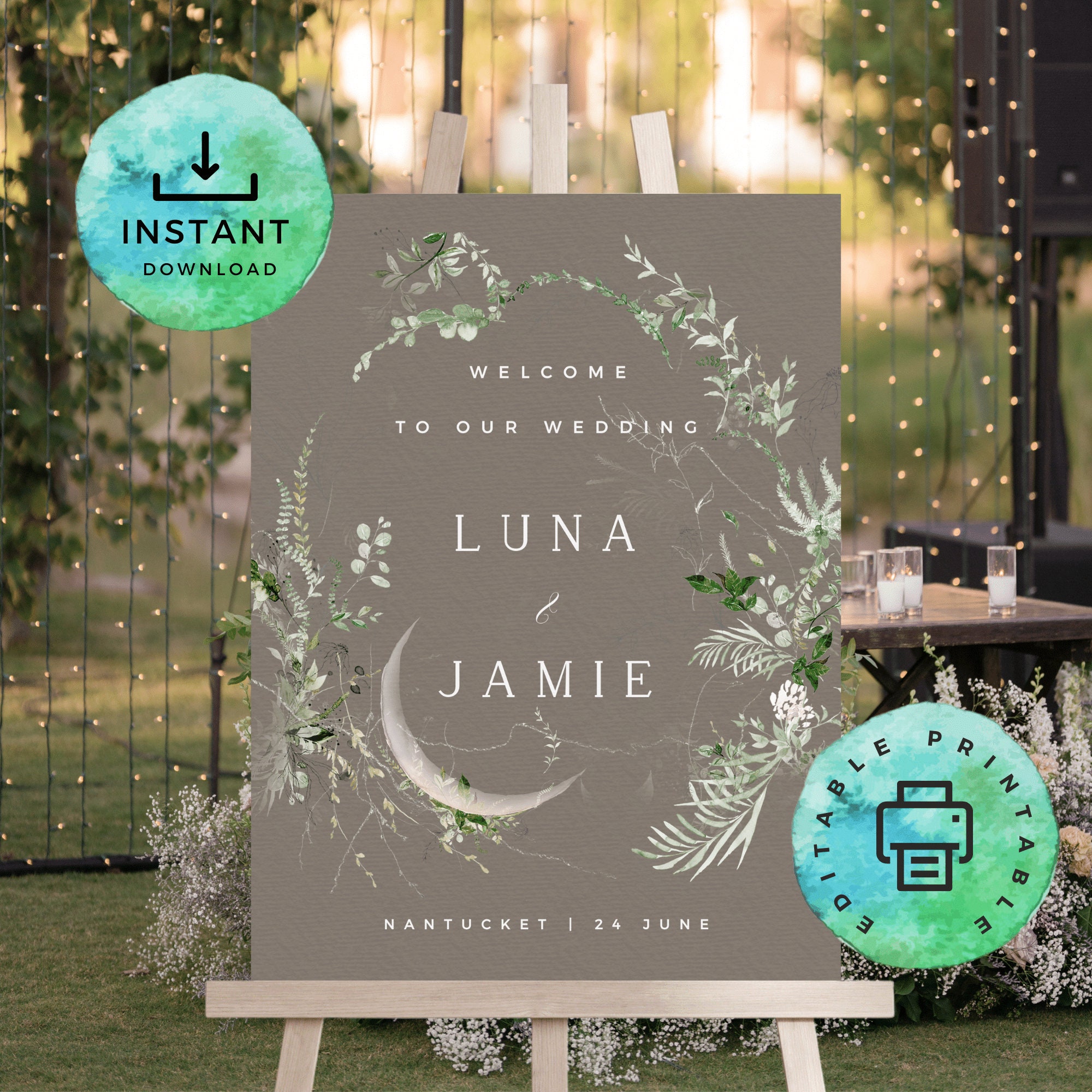Wedding Welcome Sign, Editable Template Download, Celestial Wedding ...