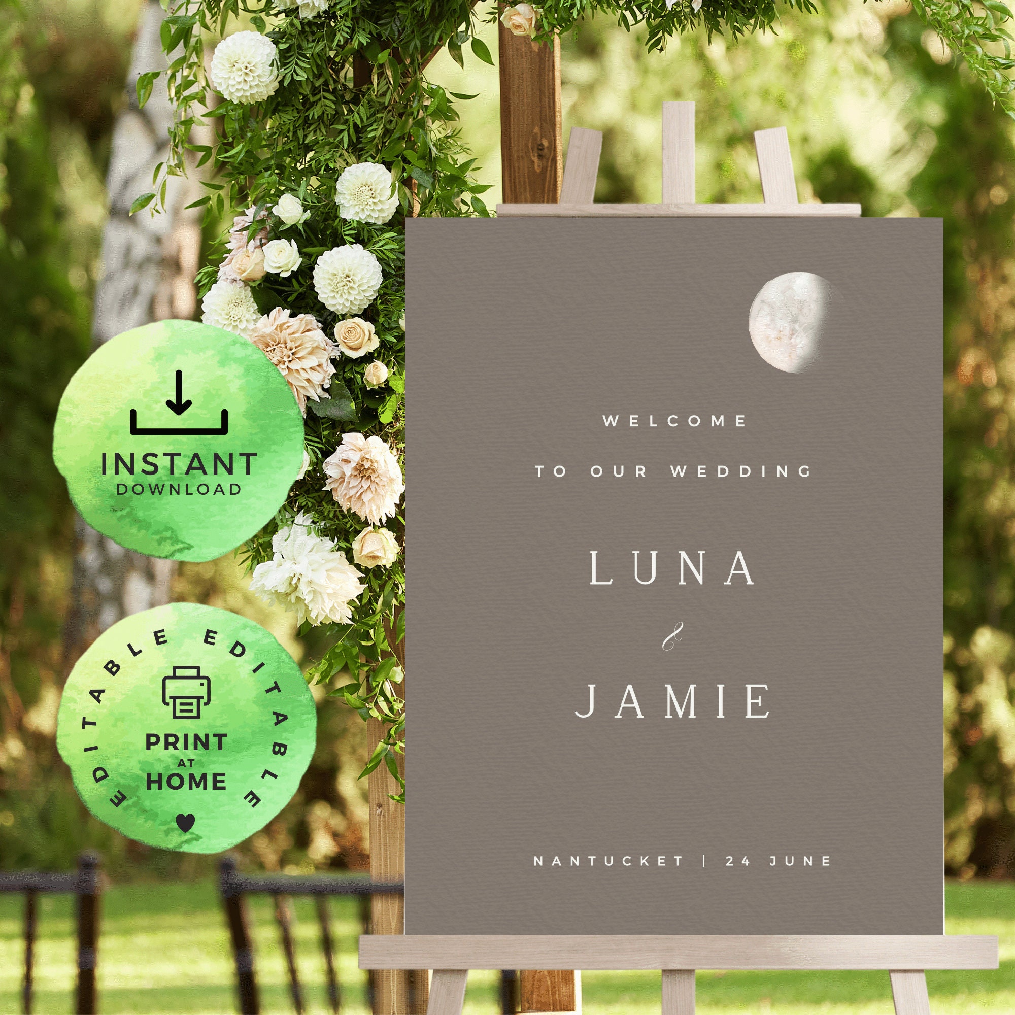 Wedding Welcome Sign, Editable Template Download, Celestial Wedding ...