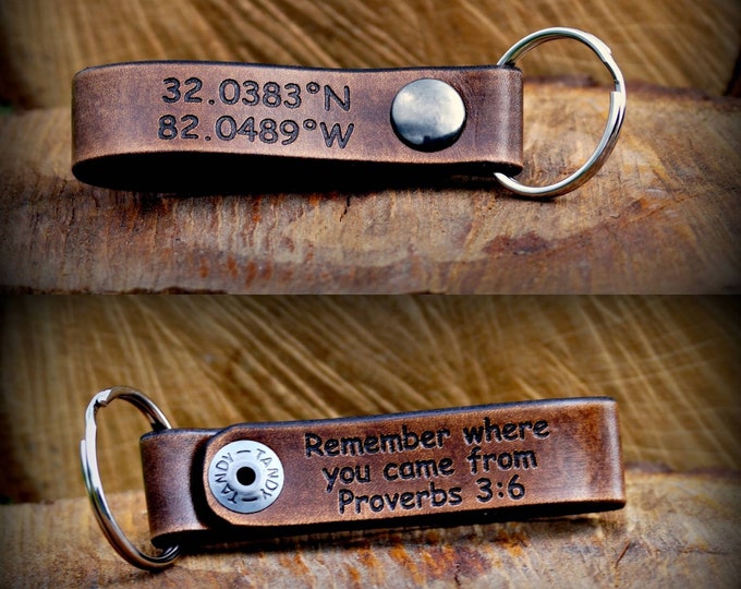 Personalized Leather Keychain, Leather Keychain, Key Chain, Engraved ...