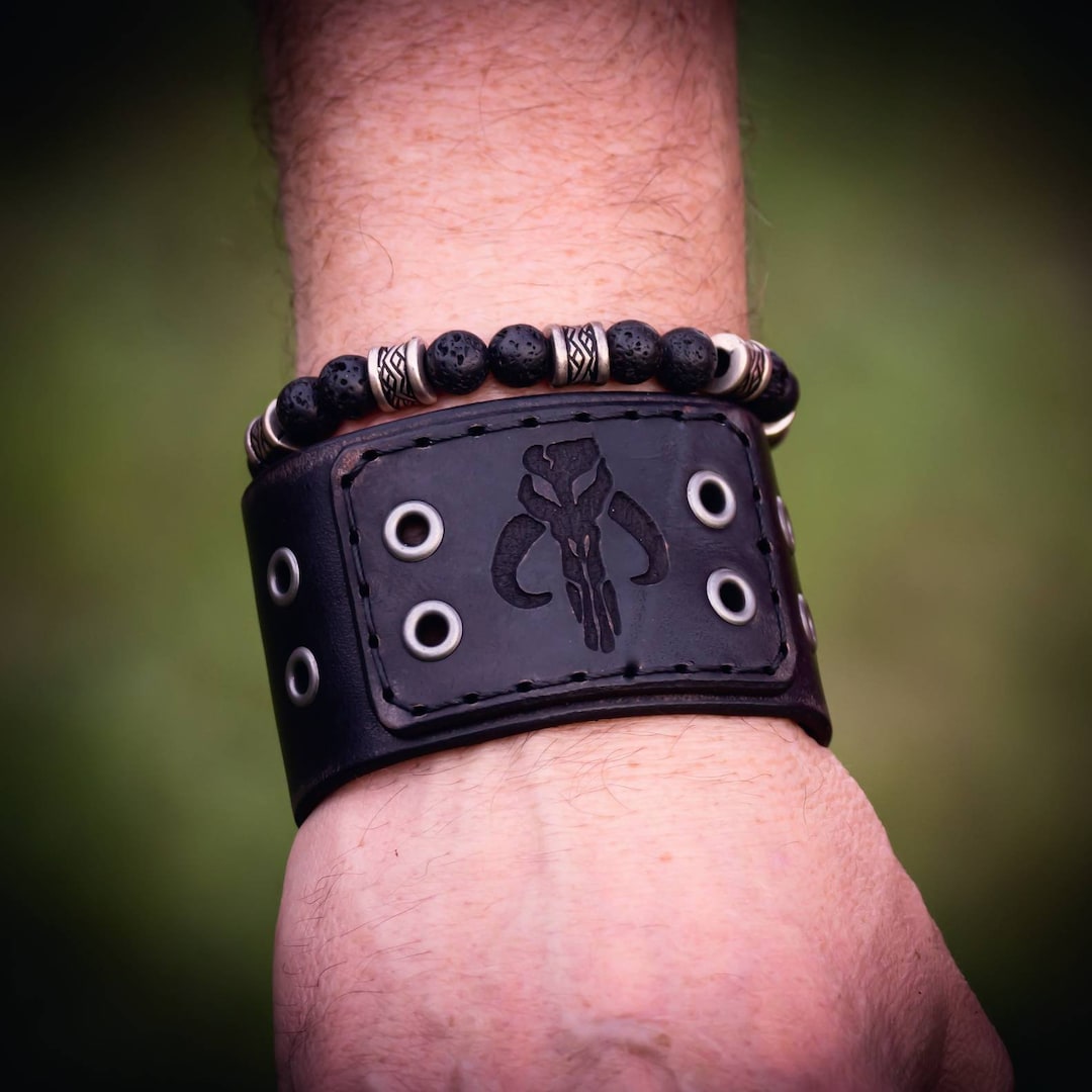 Mandalorian Leather Cuff, Mandalorian, Leather Cuff Vintage Leather - Etsy