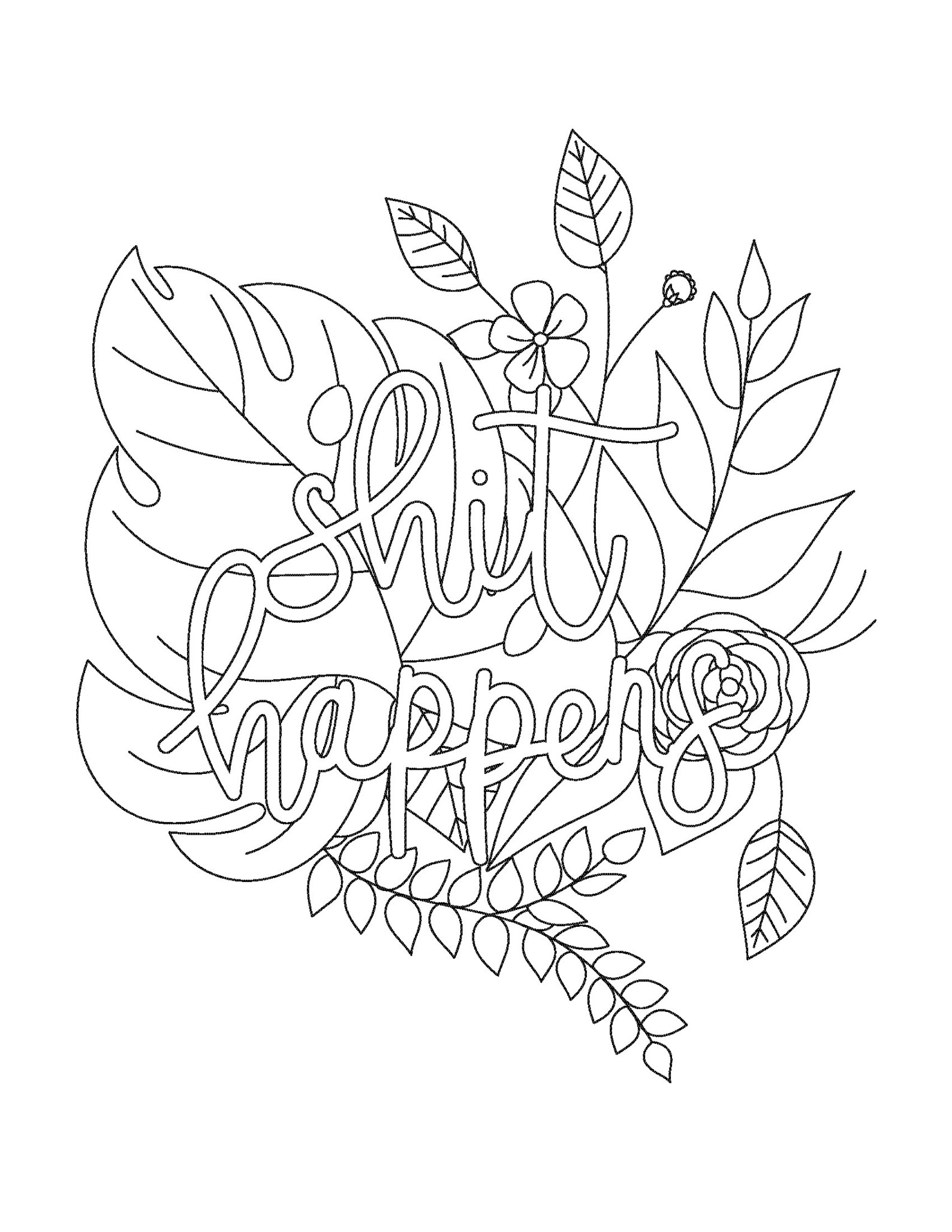 Shit Happens Downloadable Coloring Book Page - Etsy