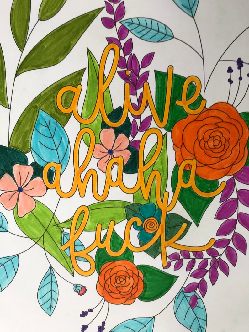 Alive Ahaha Fuck | Downloadable Coloring Book Page - Etsy