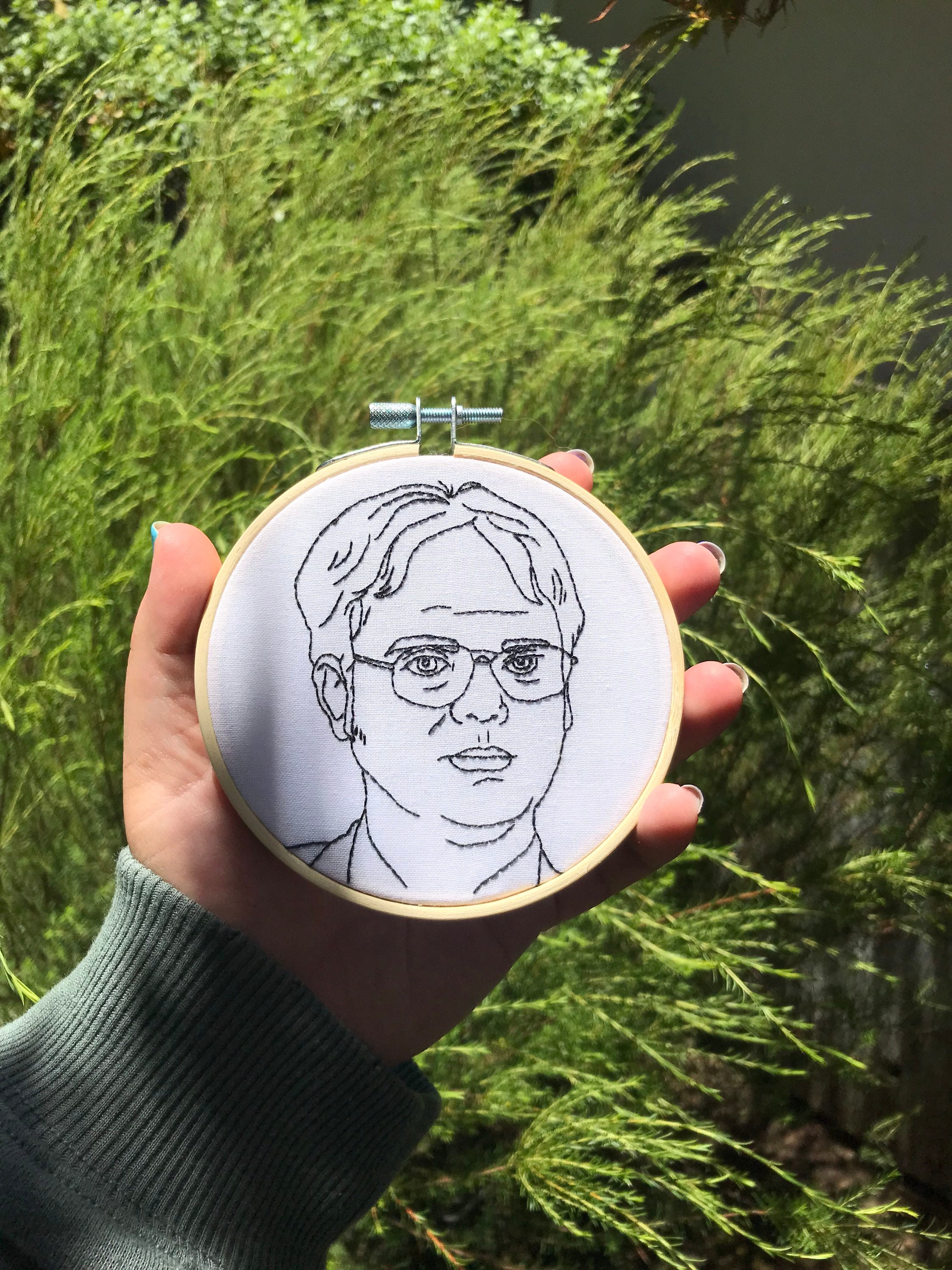 Dwight Schrute | The Office | Little Line Art Portrait | 4" Embroidery ...