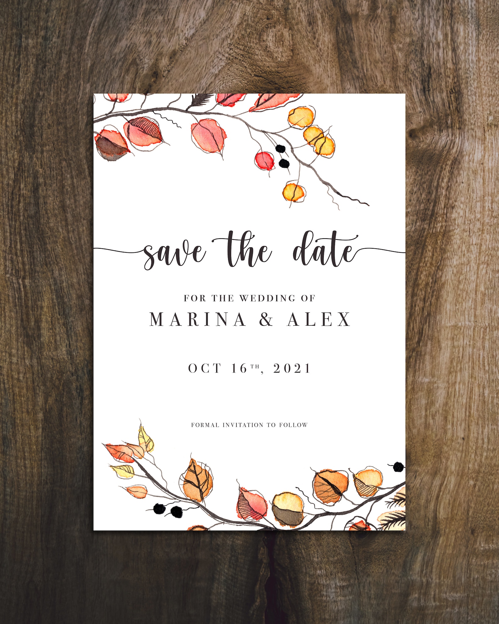 Fall Theme Save the Date Cards Digital Download Printable Autumn ...