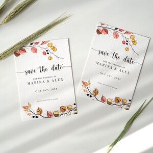 Fall Theme Save the Date Cards Digital Download Printable Autumn ...