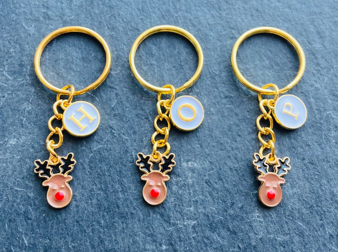 Red Nose Reindeer Keyring / Christmas Personalised Keyring / Xmas ...