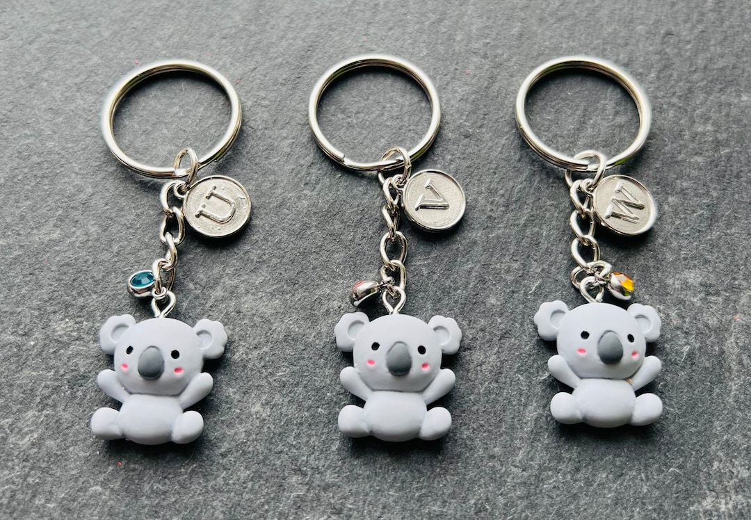Koala Bear Keyring / Koala Initialled Keychain / Personalised Keyring ...