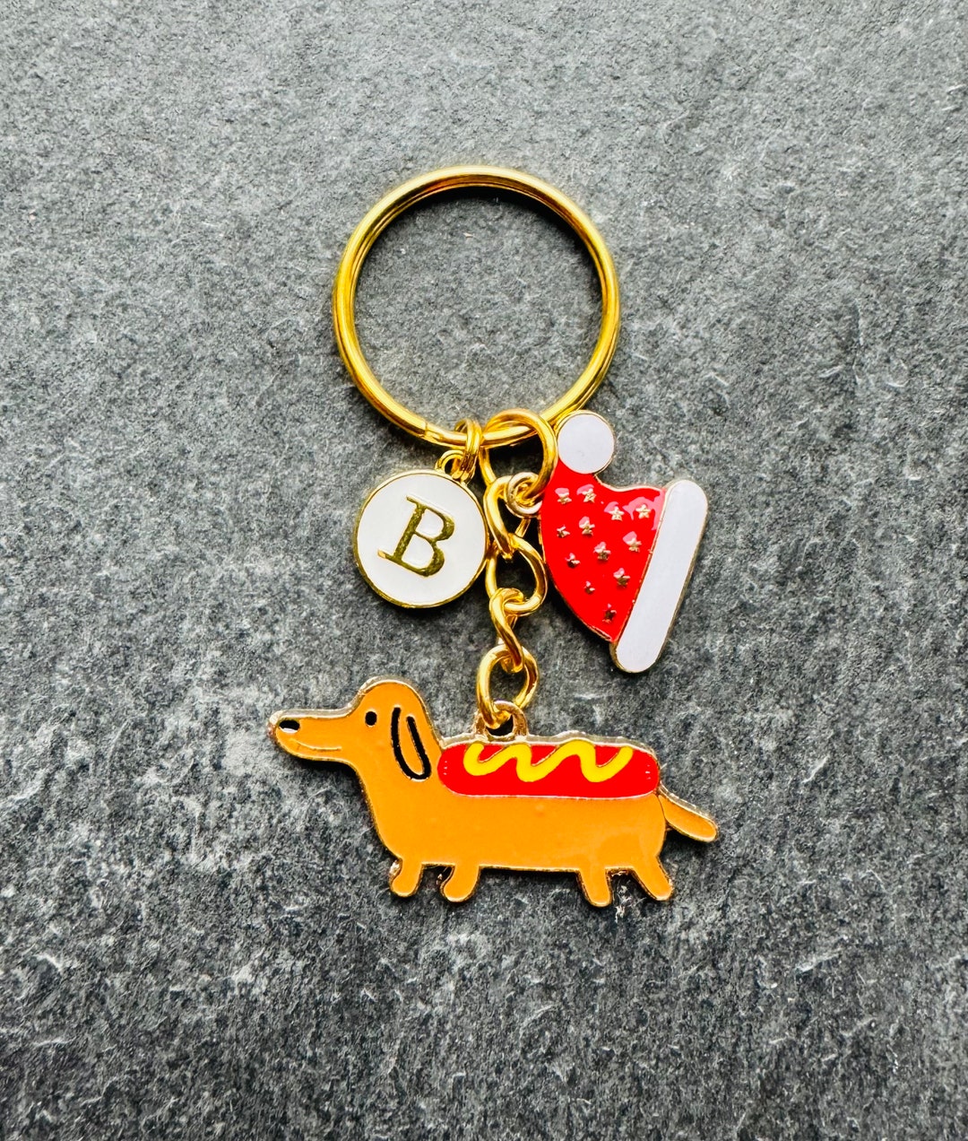 Christmas Sausage Dog Keyring / Dachshund Keyring / Personalised Gift ...
