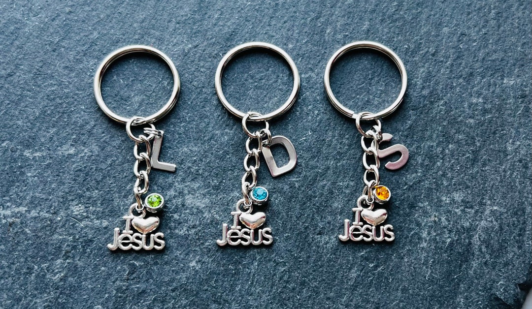 Jesus Keyring / I Love Jesus / Personalised Keychain / Birthstone ...