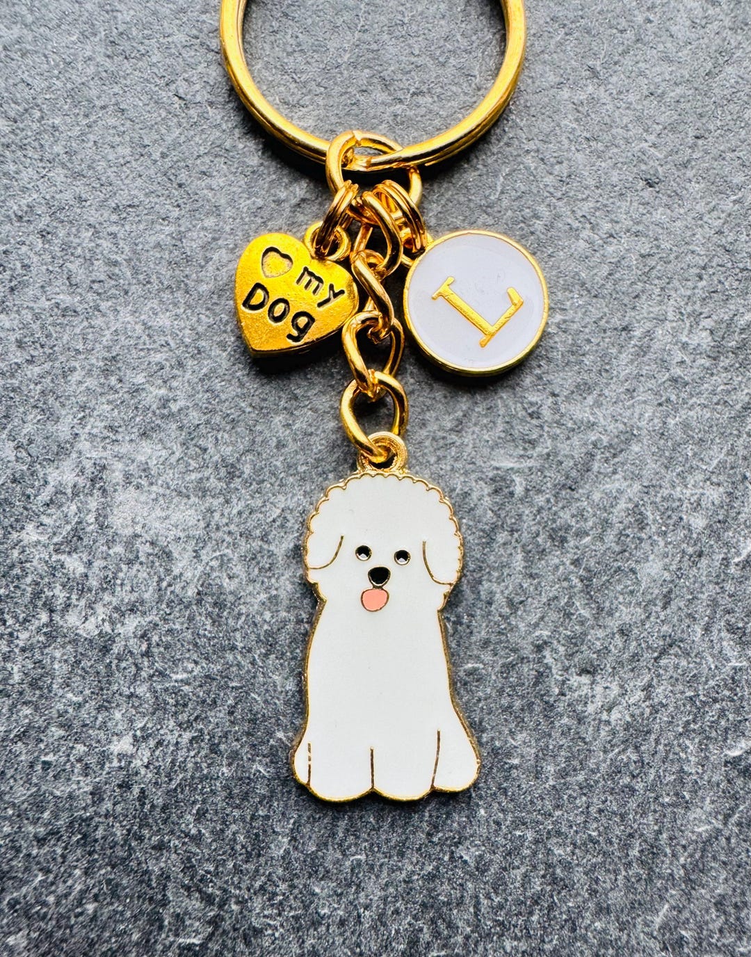 Bichon Frisé Gift / White Bichon Frisé Keyring / Poochon Gift for Her ...