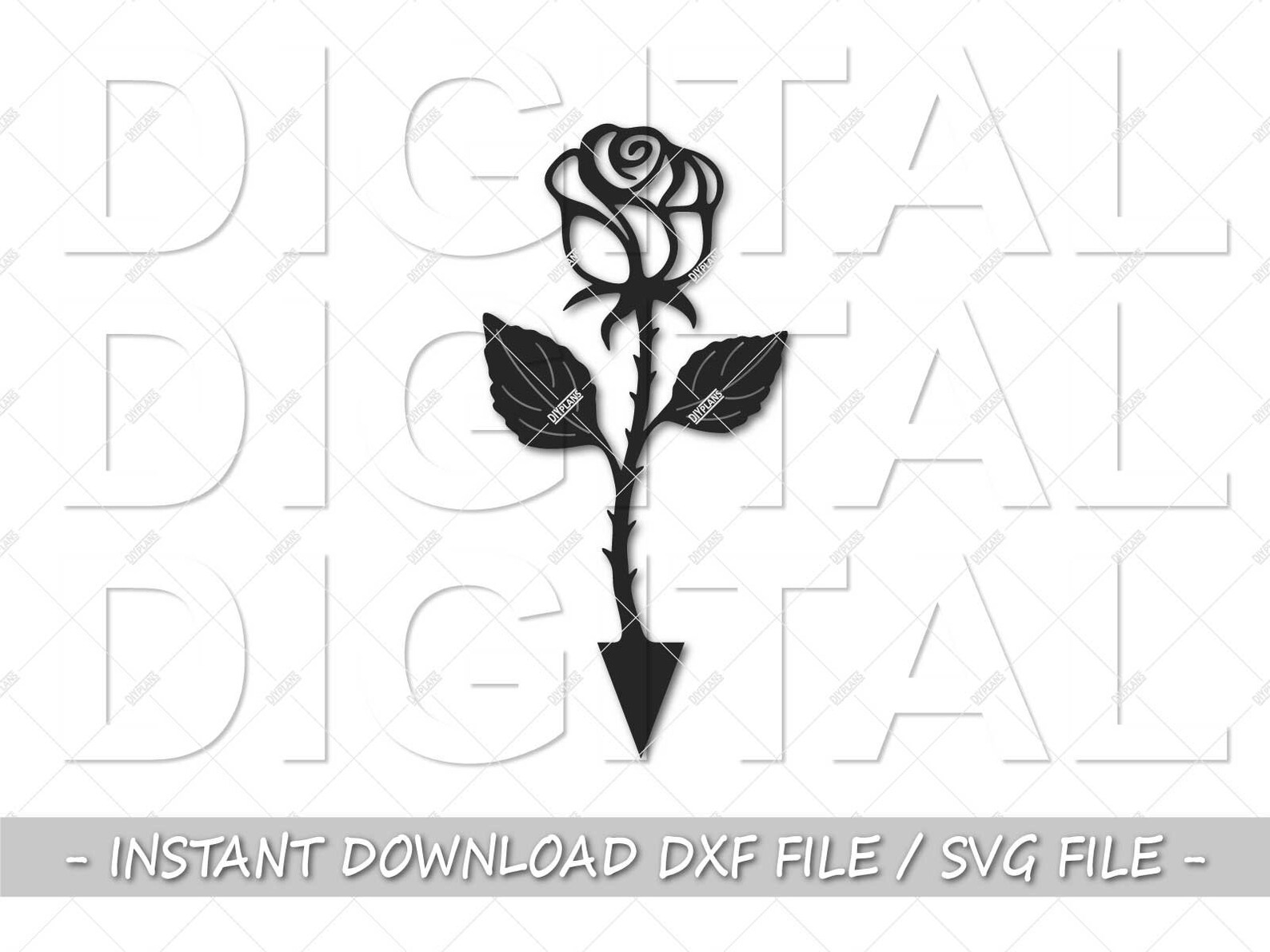 Rose DXF File CNC Plasma Laser Waterjet Garden Stake Cuttable | Etsy