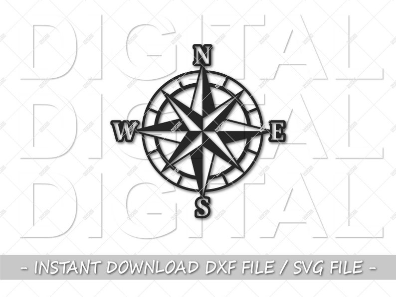 Compass Rose DXF CNC Plasma Laser SVG Cricut Silhouette | Etsy