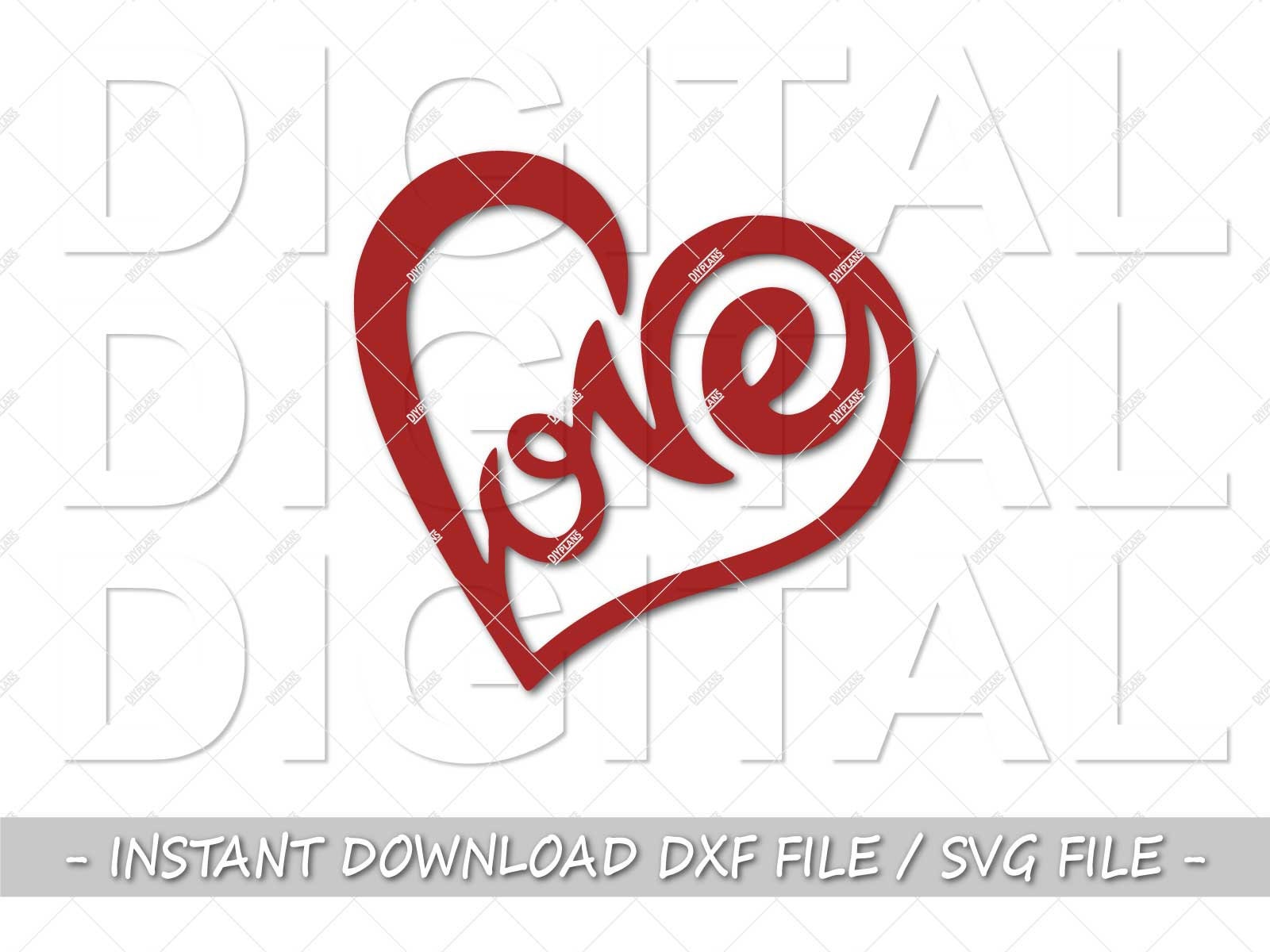 Corazón DXF Plasma Láser SVG Cricut Silueta Cuttable Plantilla | Etsy