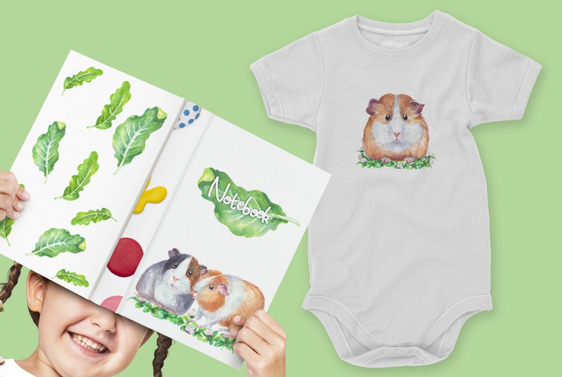 Watercolor Guinea Pig Clipart Guinea Pig Art Watercolor Pet - Etsy