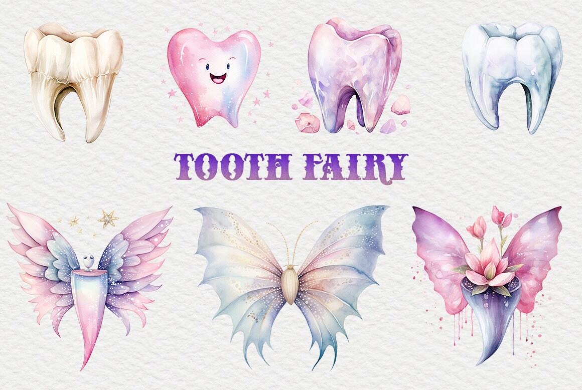 Tooth Fairy Watercolor Clipart Png, Fairy Tale, Wings, Baby Tooth ...