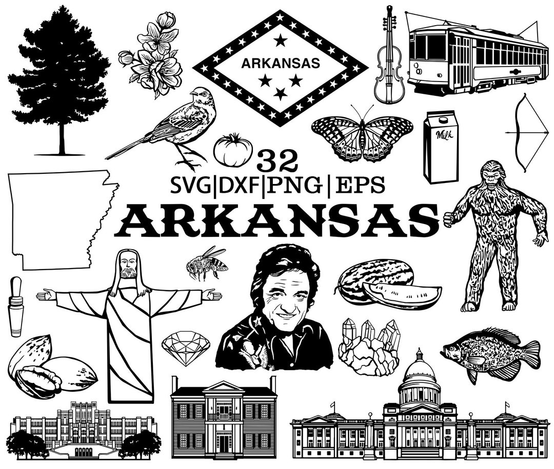 Arkansas Vector Clipart, Hand Drawn Vector Silhouette, Arkansas Outline ...